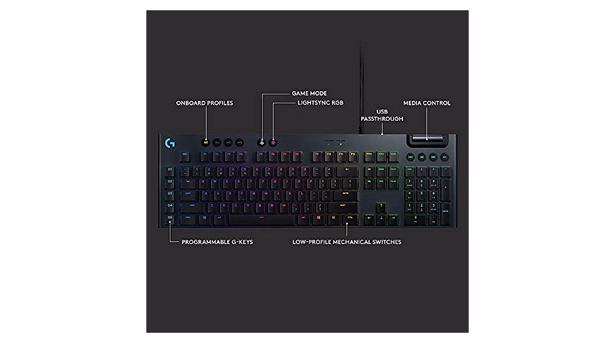 Logitech G815 LIGHTSYNC RGB Mechanical Gaming Keyboard with Low Profile ...