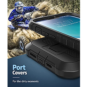 Encased Pantera Series for iPhone 14 Case with Built-in Screen Protector - Rugged Protective Full Cover (Black)