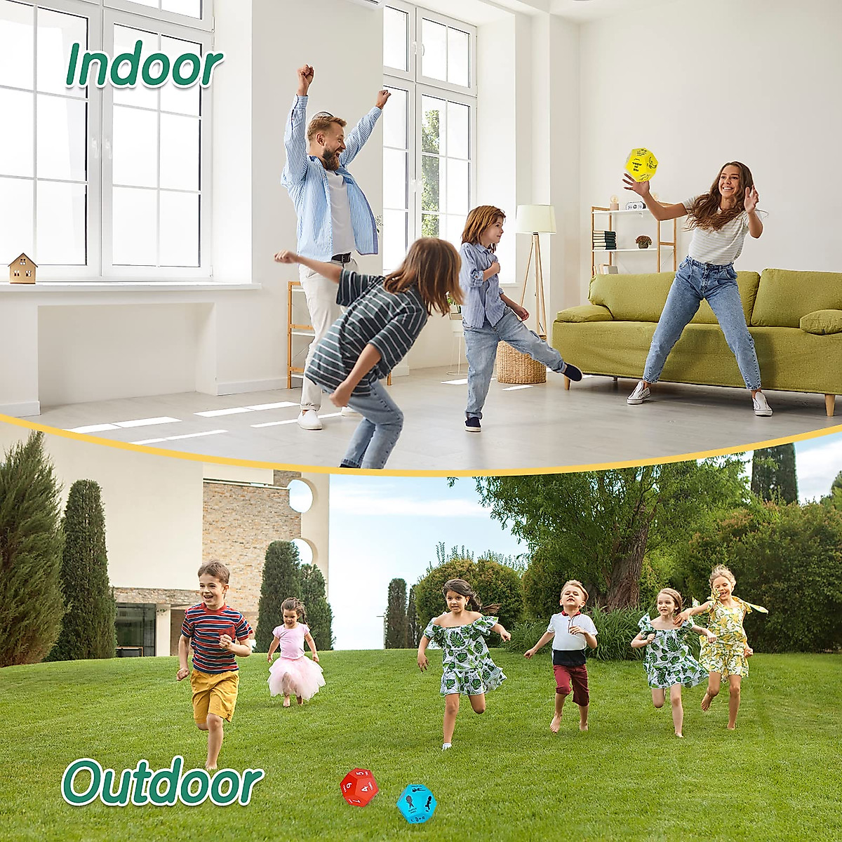 Premkid Exercise Dice for Kids,12-Sided Giant Foam Dice for Indoor and Outdoor Use, Kids Exercise Equipment for Classroom and Physical Education Learning, Dice Games, Yoga Dice for Preschool Games