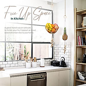 ANROYE Macrame Plant Hanger Set of 2, Bohemian Hanging Planters with Wood Beads Tassels for Indoor, Boho Decorative Flower Pot Rope Holder for Home Decor Bedroom Window Farmhouse Living Room Outdoor