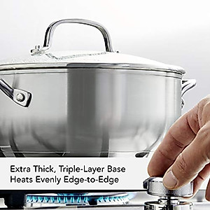 KitchenAid 3-Ply Base Brushed Stainless Steel Casserole Dish/Pan with Lid, 4 Quart