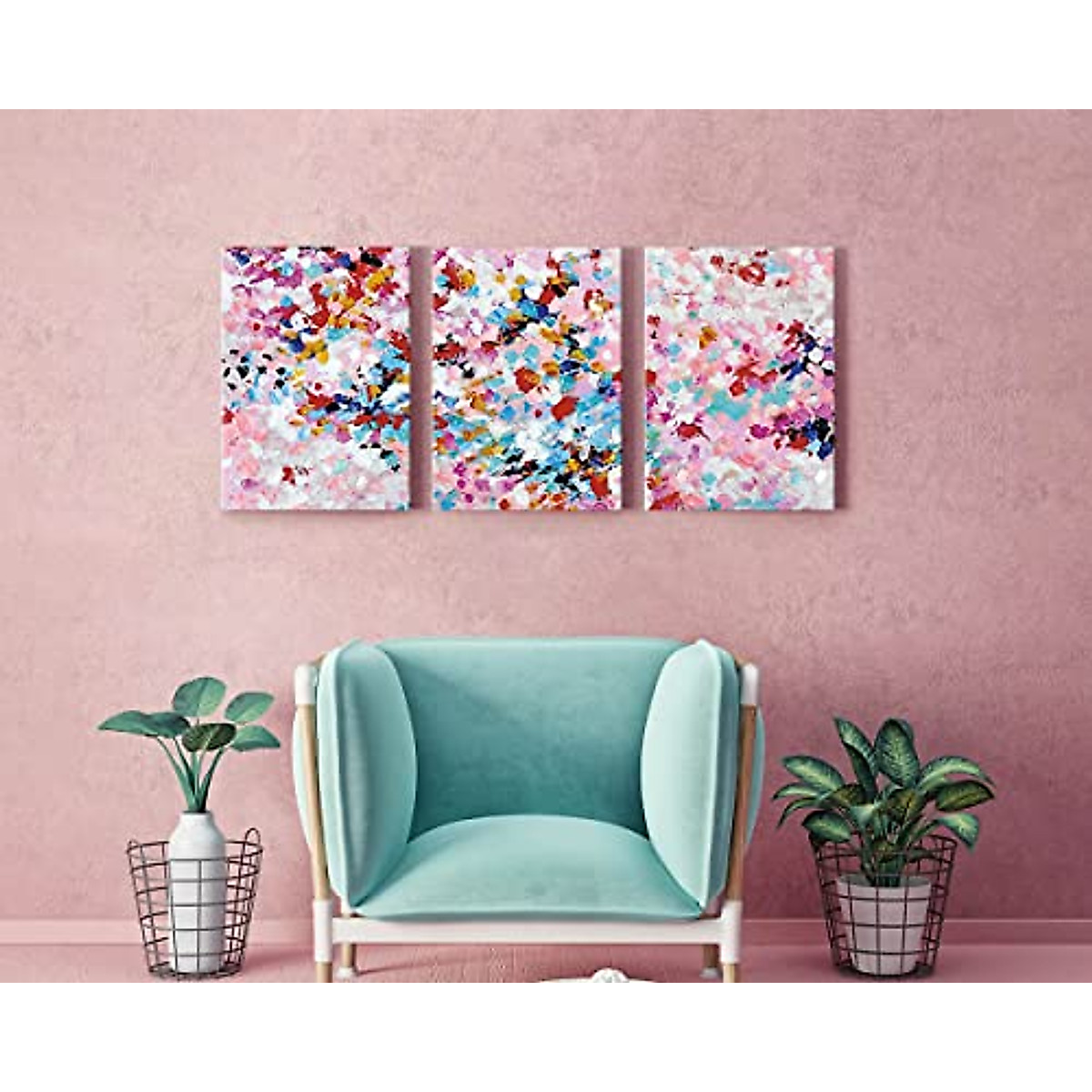 Canvas Wall Art Pink Painting Abstract Paintings Floral Pictures for Bedroom Wall Decor Framed for Living Room Office 12"x16"x3