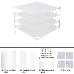 johgee Clothes Drying Rack, 4-Layer Sweater Laundry Drying Rack, Mesh Drying Rack Clothing for Indoor & Outdoor,White