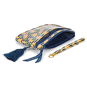 Southern Couture Pineapples Stripe Yellow and Navy Blue 7 x 5 Polyester Phone Wristlet Handbag