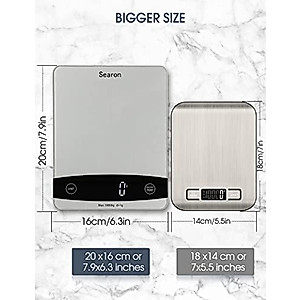 Searon Food Kitchen Scale Digital - Ounces and Grams Ml Lb,10Kg/22Lb Capacity for Weight Loss, Baking, Cooking, Keto and Meal Prep, Tempered Glass Panel - 7.9 X 6.3 X 0.6 Inches