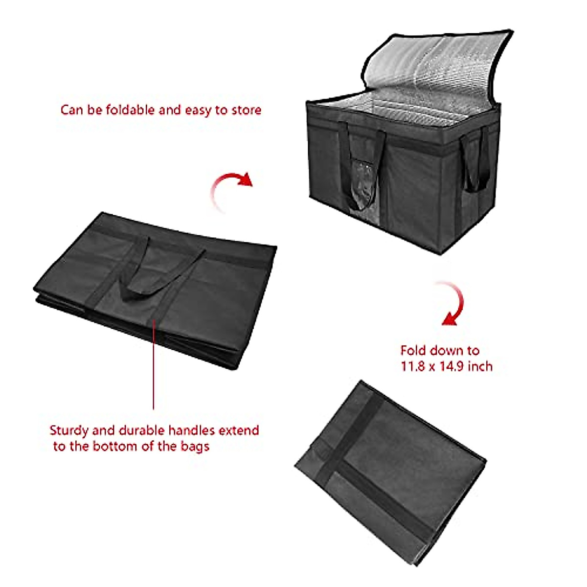 XXXL Large Insulated Cooler Bag , Double Zipper Food Delivery Bag , Styrofoam Cooler of Keep Food Cold or Hot , Easy To Clean , Ideal for Professional Food Groceries Delivery Restaurant