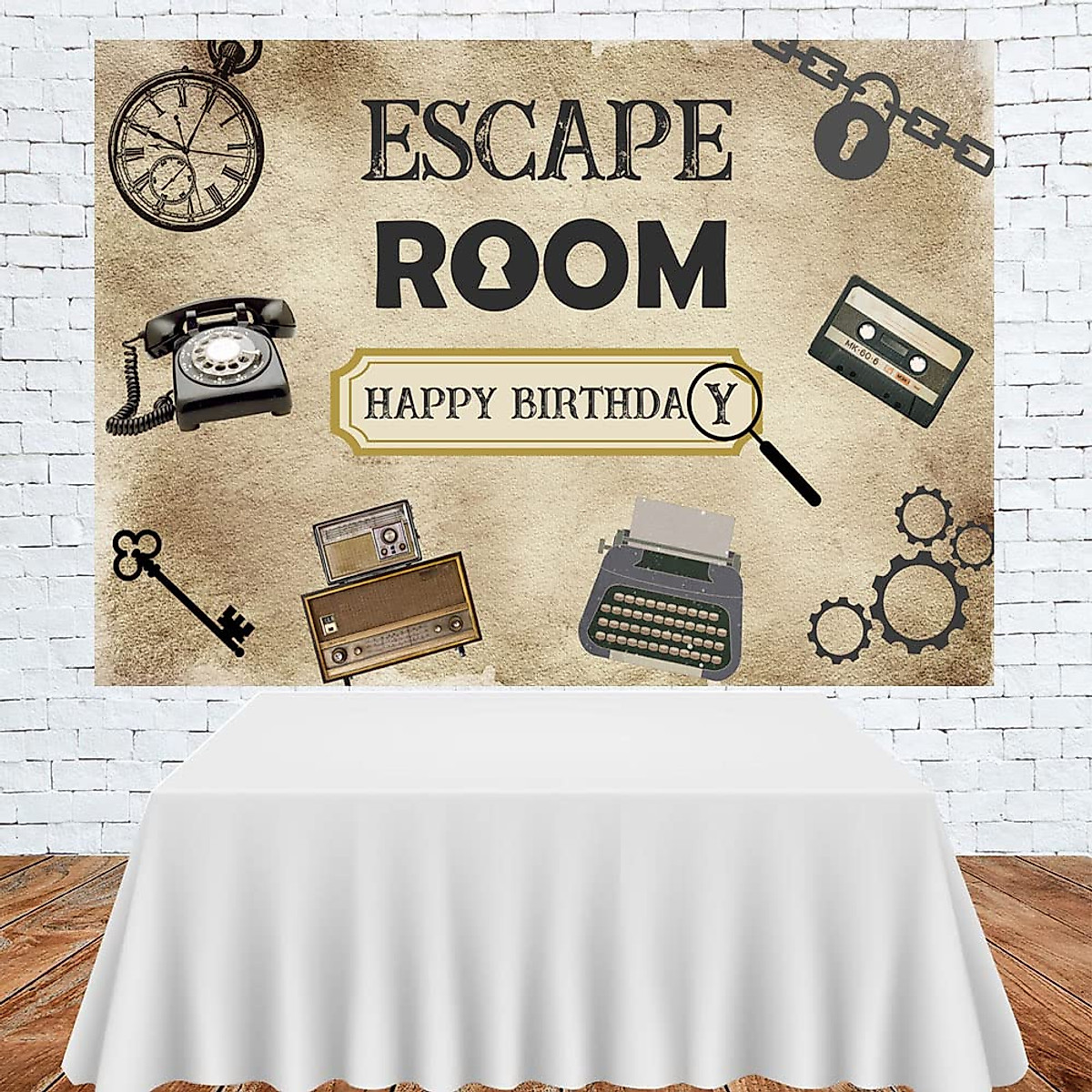Lofaris Detective Theme Birthday Backdrop Escape Room Party Background Mystery Investigation Analysis Top Secret Birthday Party Supplies Decoration Photo Booth Studio 7x5ft