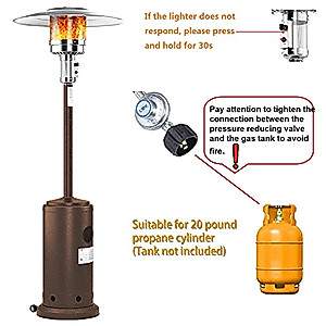 Patio Heater Propane with Cover - Outdoor Heaters For Patio Propane Heater Floor Standing with Wheels - Commercial Stainless Steel Gas Space Heaters for Outside Tent Camping, Porch, Pool and Garden