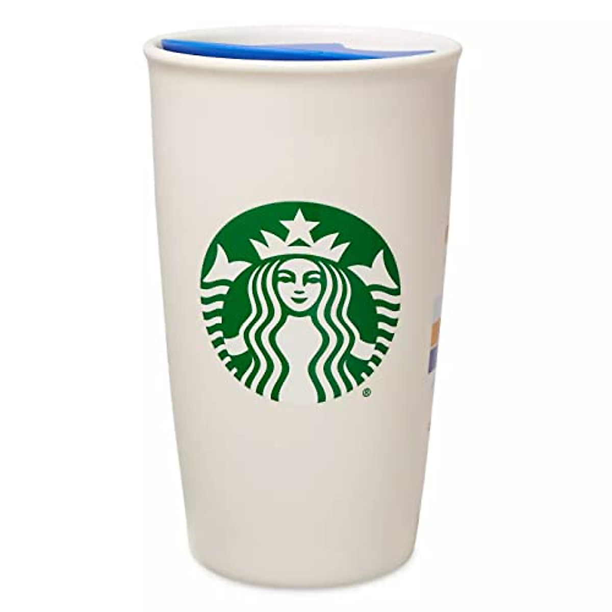 DisneyParks Exclusive - Ceramic Coffee Mug - Starbuck's Travel Tumbler - Epcot, white, blue, green, purple