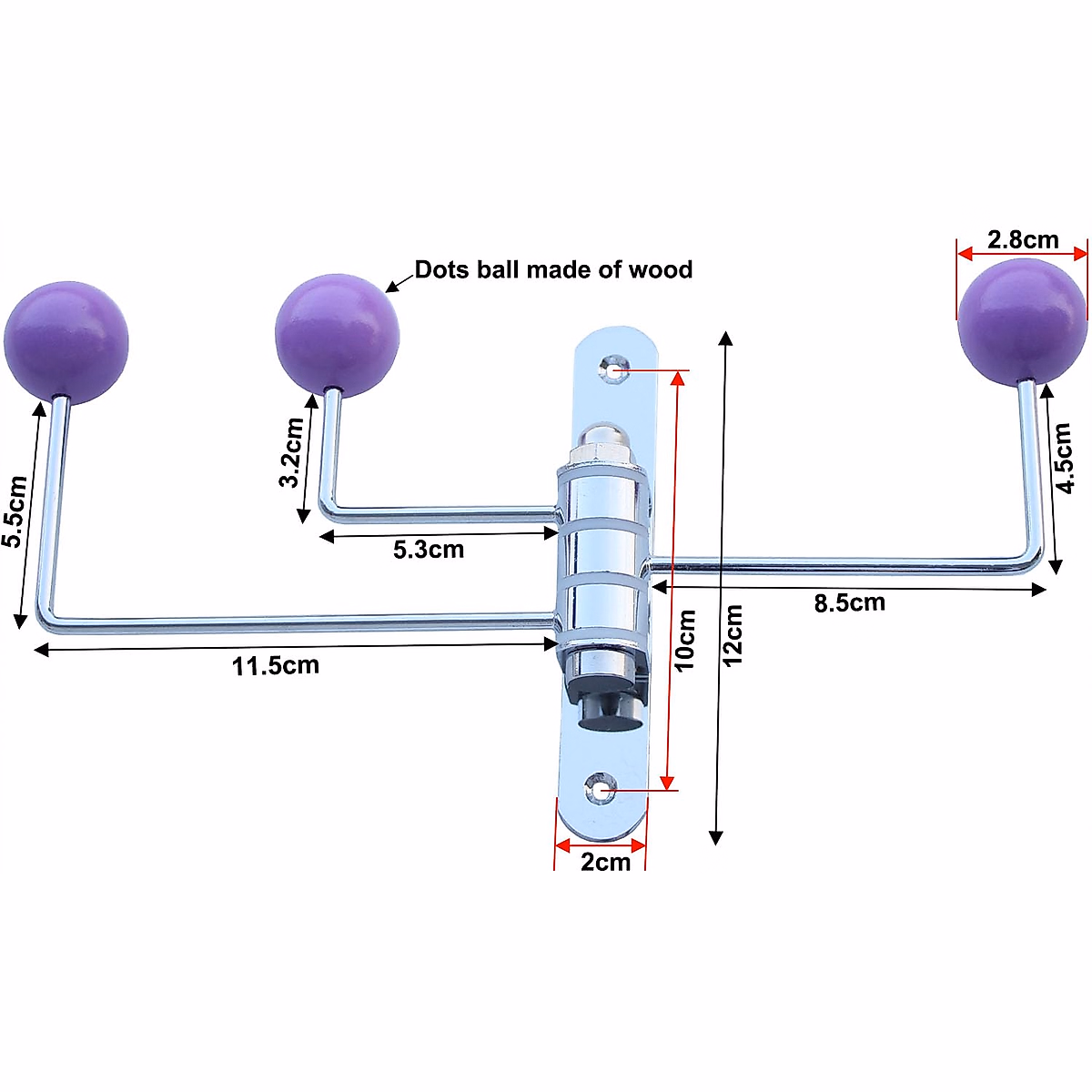 ImyHok Decorative Wall Hook Swivel Metal Coat Rack with Wood Decor Balls Cute Foldable Storage Hooks for Hanging Towel Girls Hair Ring Kids Hats Bags in Bathroom Bedroom, Wall Mounted,Purple