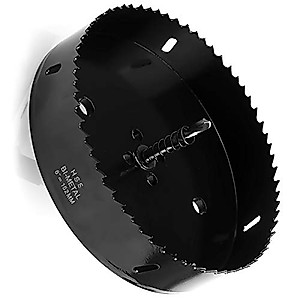 6 inch Hole Saw for Cornhole Boards 152mm Corn Hole Drilling Cutter Heavy Duty Bi-Metal Steel Blade & Hex Shank Drill Bit Adapter By STARVAST for Cutting Cornhole Game, Home Improvement (Black)