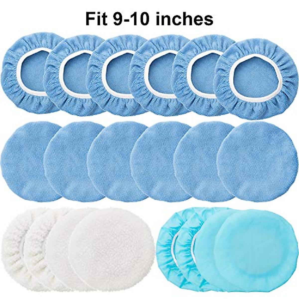 20 Pieces 9 to 10 Inches Buffer Pads Car Polisher Bonnet Orbital Buffer Bonnets Microfiber Bonnet Polishing Bonnet Buffing Pad Cover