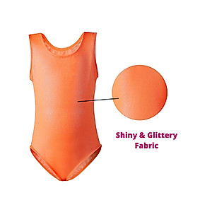 Dancina Girls Gymnastics Tank Top Leotard Dancewear Sparkle Orange 4