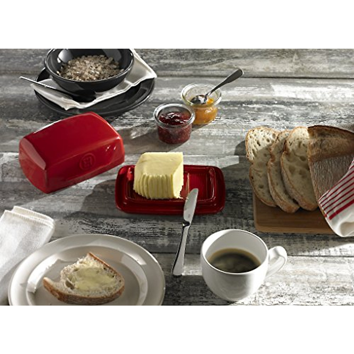 Emile Henry 6.5" x 4.75" x 2.75" Butter Dish | Burgundy