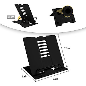 Metal Book Stand Book Holder Book Stand for Reading Adjustable Book Holder for Reading (Full Black)