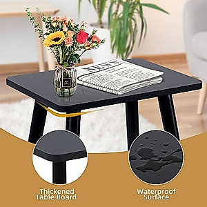 Yawinhe Side Table 2-Tier end Table,Nightstand with Storage Shelf,Modern Wooden Side Table Bedside Table,Suitable for Living Room, Bedroom, Balcony (First Floor/(1-Pack), Black)