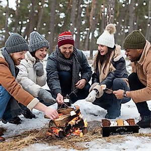 S’mores Station Wooden Box S’mores Bar Carrier with Durable Handles Smores Caddy with Marshmallow Sticks, Farmhouse Decor, Rustic Smores Kit - Great for Parties, Entertaining, Camping (Black)