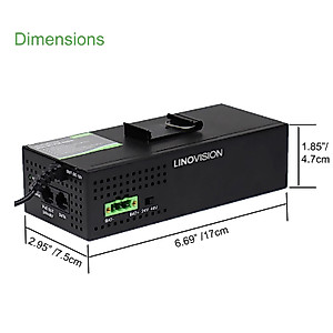 LINOVISION DC12V POE Injector with DC 12 Volt to POE 24V/48V Voltage Booster, POE for Solar/Vehicle, or act as UPS POE Switch Supports AC110V Input and Backup Battery, Stopless POE Power Supply