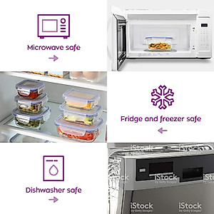 5 Pack Rectangular Heat Resistant Borosilicate Glass Airtight Containers with Lock Down Lids By Popit