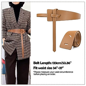 FGSS Womens Fashion PU Leather Belts Tie a Knot Waist Belt for Dress Jeans (Fit waist size 25"-40")