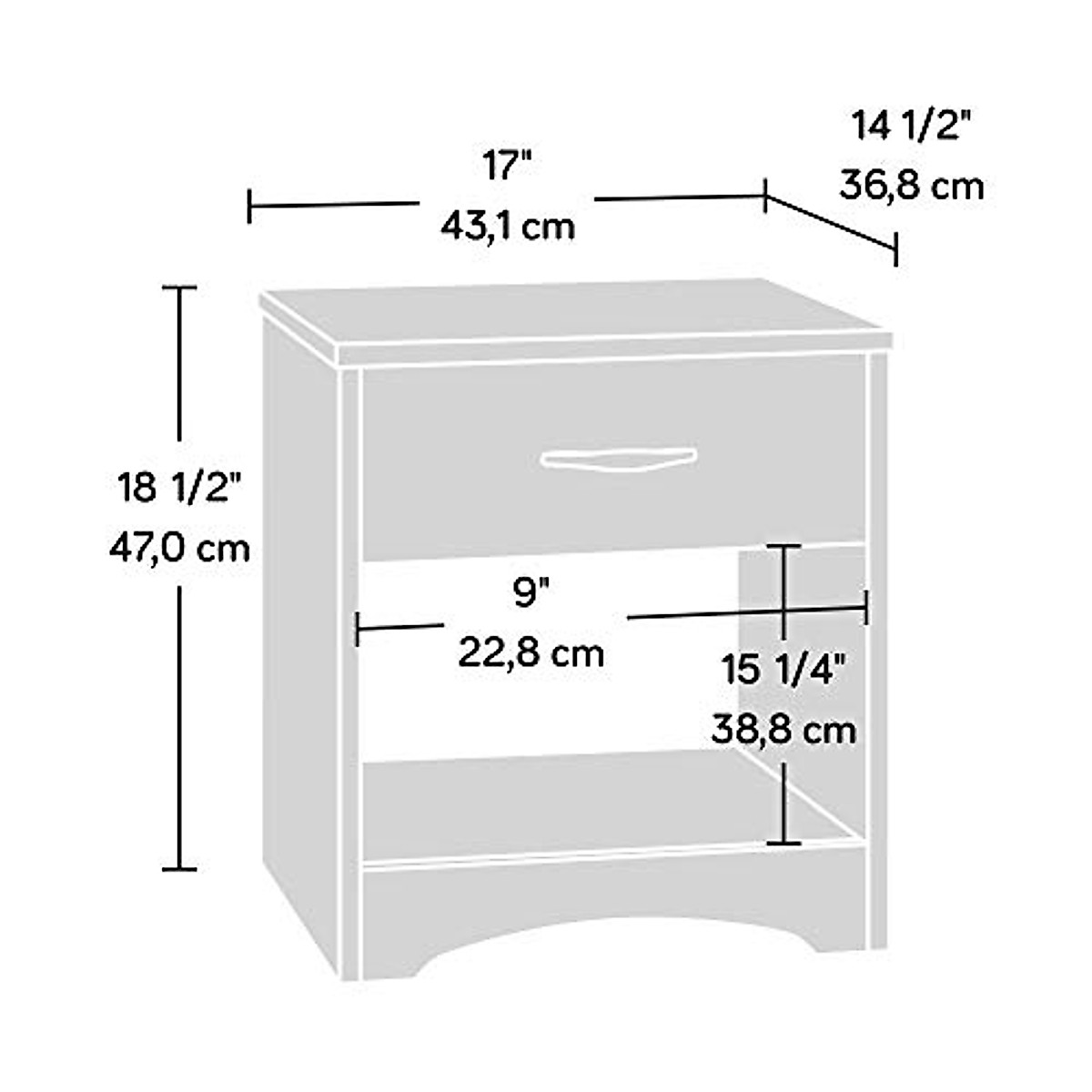 Sauder Beginnings Night Stand, Cinnamon Cherry finish