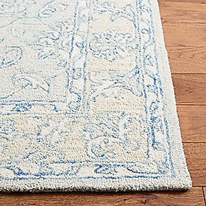 SAFAVIEH Micro-Loop Collection 8' x 10' Blue / Beige MLP535M Handmade Premium Wool Area Rug