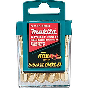 Makita B-60523 Impact Gold #2 Phillips 2″ Power Bit, 15/Pk