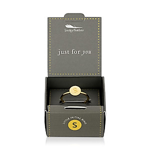 Lucky Feather Initial Rings for Women 14k Gold Dipped Personalized A - Z Alphabet Letter Ring - Adjustable Monogram Rings, Ideal Gifts for Women and Teen Girls