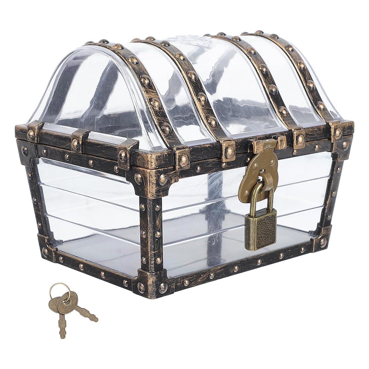 Wionin Pirate Chest with Lock Plastic Treasure Chest Transparent Pirate Jewelry Chest Large Pirate Candy Boxes Gemstone Jewelry Container for Party Favors