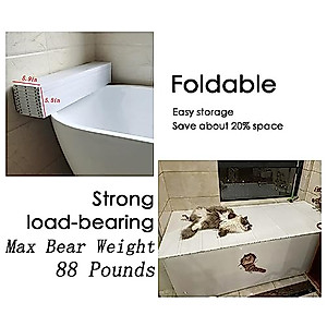 MOGUOBIN Shutter Bath Lid,1.2cm Thickness White Wood Grain PVC Bathtub Tray,Bath Insulation Cover,Foldable Anti-dust Bathtub Cover Bath Insulation Cover,Can Store Wine Glass,Tablets,Books,Cellphones