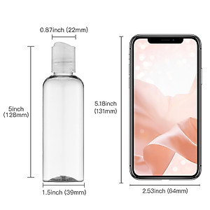 owlyee 3.4 oz Travel Bottles for Toiletries, Empty Travel Size Containers Tsa Approved, 5PCS Small Plastic Shampoo Bottles with Labels (100ml, All Clear)