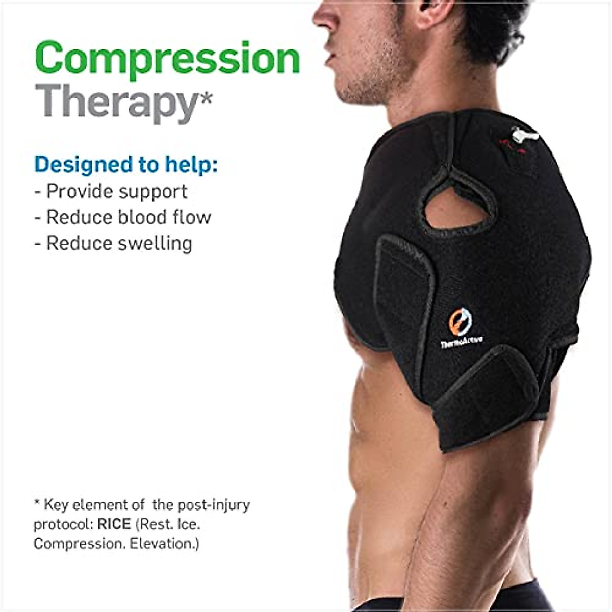 NatraCure Hot or Cold Therapy Shoulder Ice Pack Wrap, Shoulder Brace for Shoulder Pain Relief - (Heating Pad for Rotator Cuff Injuries, Surgery, Gym Injuries, Baseball, Pitching Injuries) - 6032