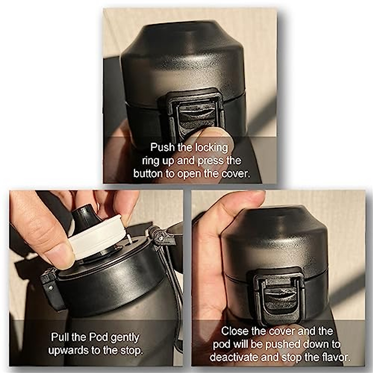 Airs up Bottle, 650 ml Drinking Bottle with Flavour, Airs Bottle Starter Set, with 7 Flavour Pods, Leak-proof Cup for Gym, Running, Outdoor, Water Bottle Sports Bottle (Black+ 7 Flavour Rings)