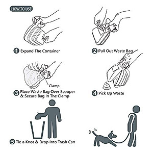 Jondarla Dog Pooper Scooper, Portable Poop Scooper Handheld Size for Walking Large and Small Dogs Outside Yard or Travel Outdoors, Pup Poop Scoop with Container and 30pcs Pet Waste Bag Attachment