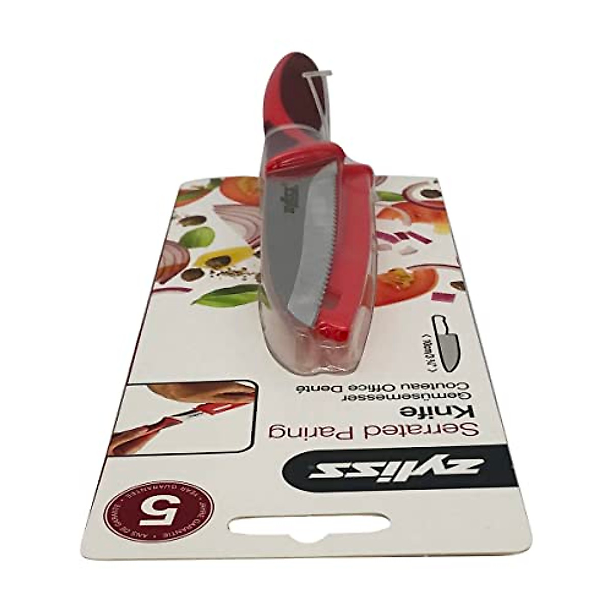 ZYLISS Serrated Paring Knife, 4-Inch Stainless Steel Blade, Red