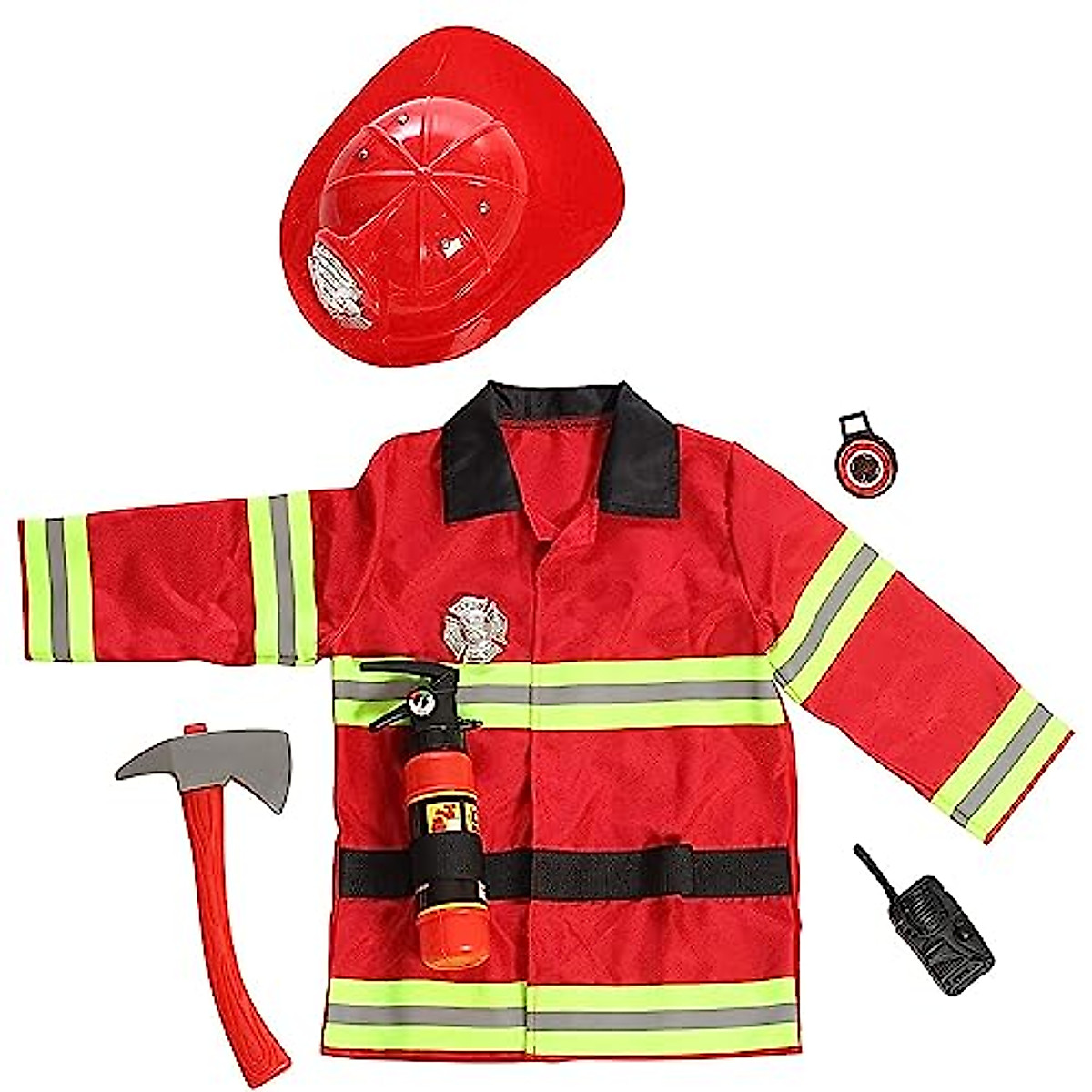 Firefighter Costume for Kids, Toddler Dress Up Costumes, Pretend Play Fireman Costume for Kids with Firefighter Gear, For Boys and Girls Ages 3-7