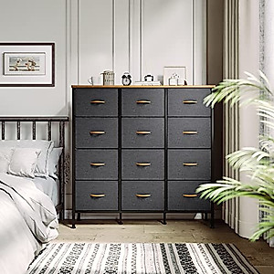 YITAHOME Bedroom Dressers with Drawers - Fabric Dresser for Closet, 12 Drawer Fabric Dresser, Living Room, Hallway, Closets & Nursery - Sturdy Steel Frame, Wooden Top & Easy Pull Fabric Bins