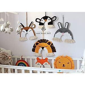 MacrameBay Large Handmade Macrame Rainbow Hanging Wall Art Decor Ornament, for Kids Baby Room, Nursery Shower Gift, Dorm, Living Room, Bohemian Boho