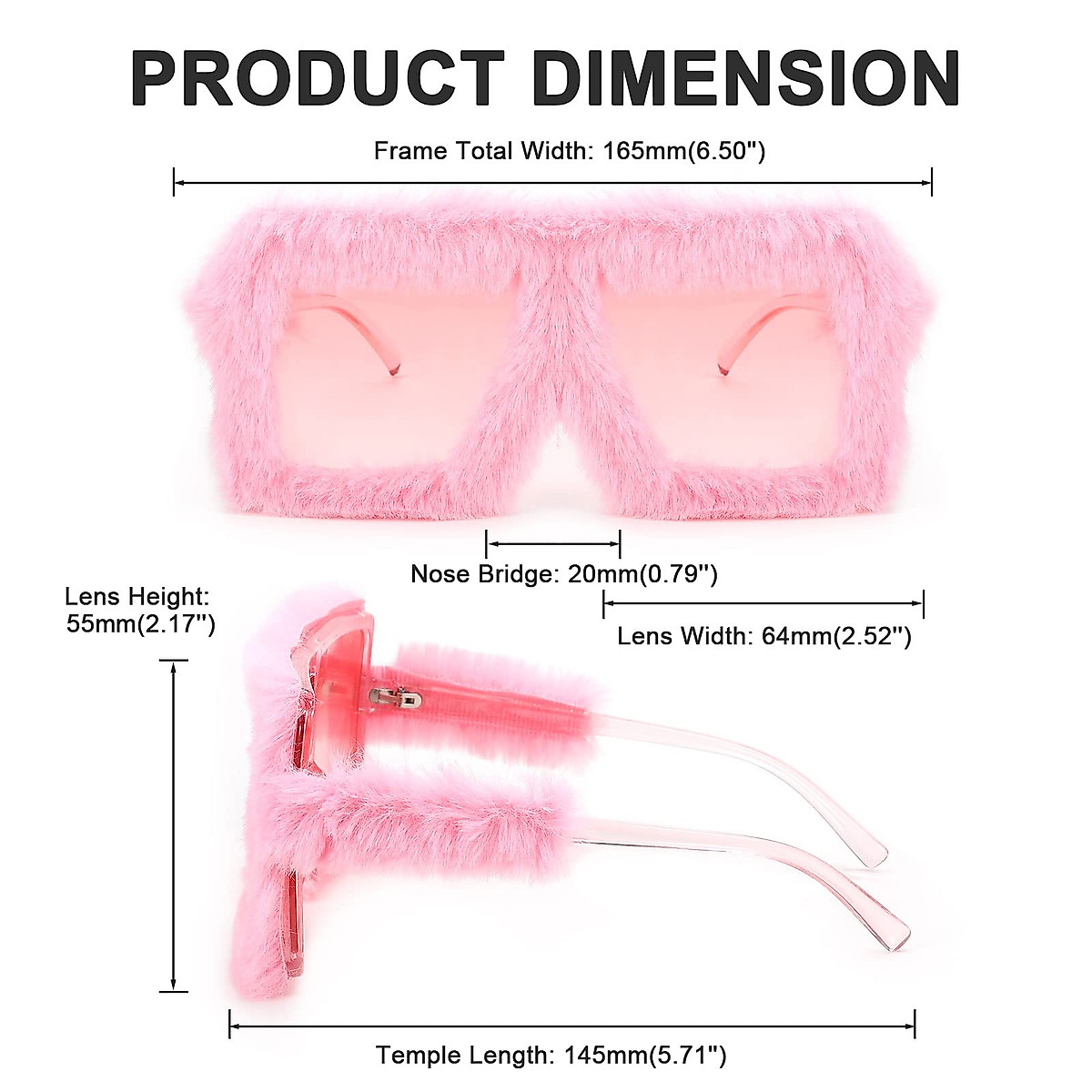 Karsaer Vision Plush Fuzzy Flat Top Fashion Square Large Shades Punk Soft Velvet Shade Party Eyewear…