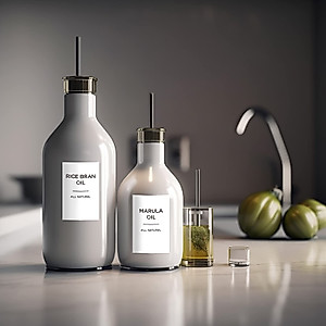 v2croft 126 Oil and Vinegar Labels for Bottles, Minimalist White Matte Stickers Black Text, Water/Oil Resistant Condiments Stickers for Squeeze Dispensers, Kitchen Pantry & Refrigerator Organization