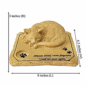 somiss Cat Memorial Stones,Personalized Pet Memorial Stones Grave Markers with A Sleeping Kitten On The Top, 8"×6.5"×3"