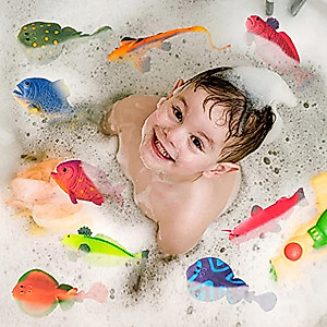 12 Pack Color Changing Sea Animal Toys,Change Color Ocean Animals,Floating Fish Bath Toys for Kids,Sea Creatures Themed Party Supplies,Easter Egg Fillers,Goodie Bags Fillers,Carnival Prizes