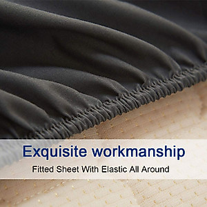 SONORO KATE Bed Sheet Set Super Soft Microfiber 1800 Thread Count Luxury Egyptian Sheets 16-Inch Deep Pocket Wrinkle -4 Piece(Queen Dark Grey)