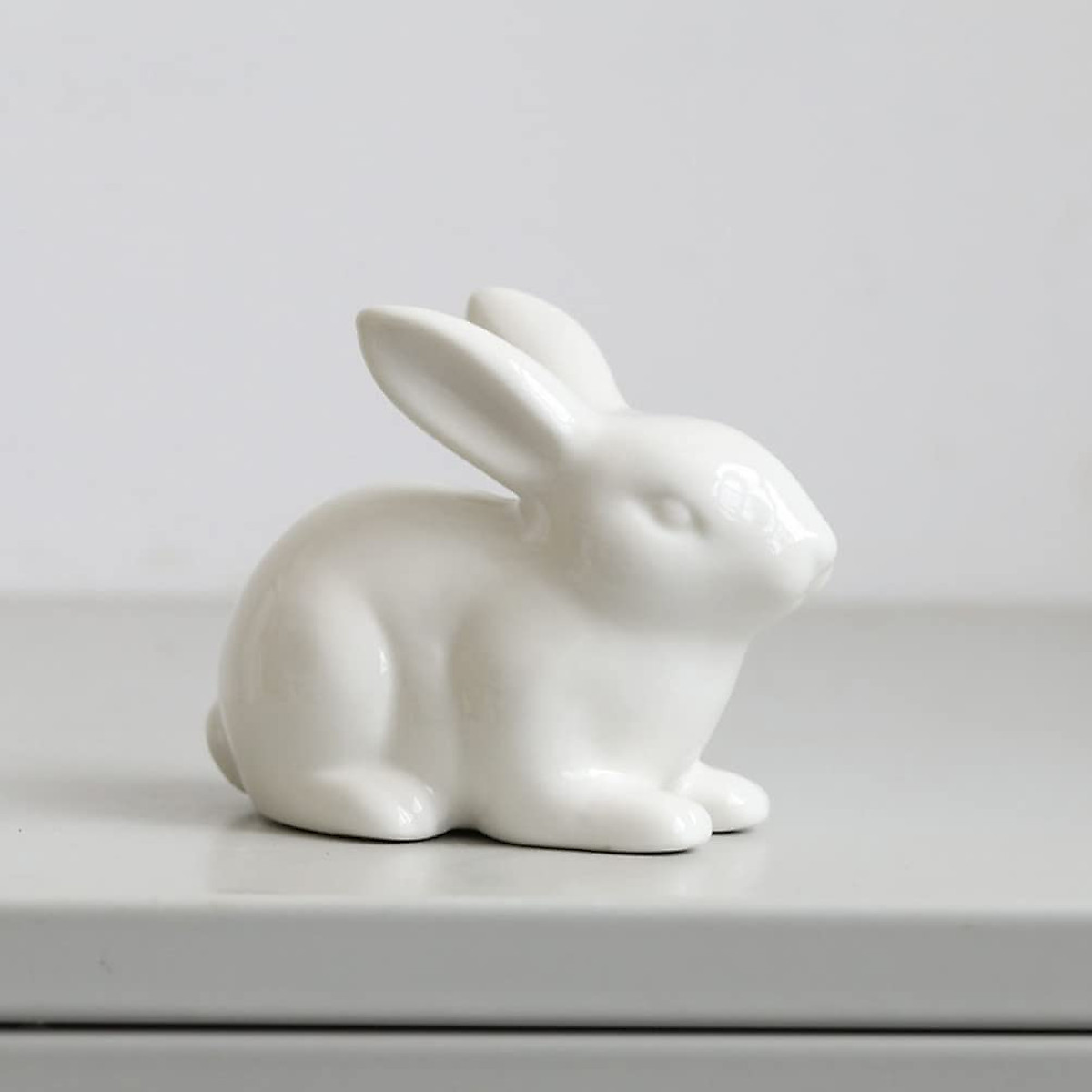 4Pcs Easter Rabbit Figurine Ceramic Bunny Statues Mini Garden Ornaments Easter Party Decor for Lawn Table Office