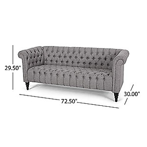 Christopher Knight Home Edgar Traditional Chesterfield Sofa with Tufted Cushions, Gray and Black
