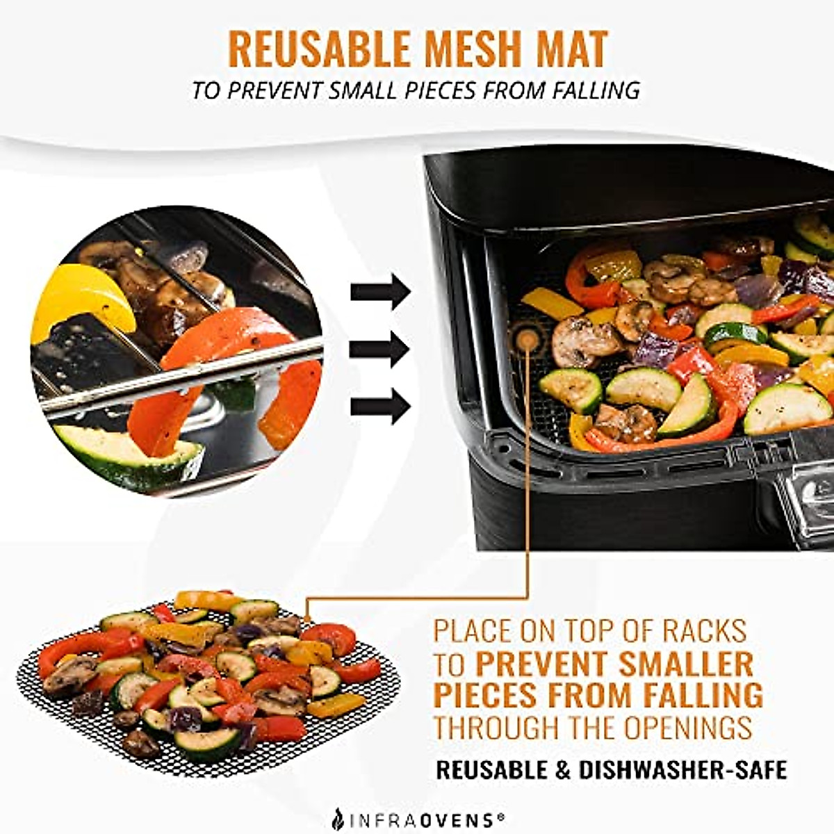 Air Fryer Rack Accessories Compatible with Cosori, Dash, Chefman, Secura, Nuwave®, Emeril Lagasse, Philips, Cozyna + More, 5pcs Stainless Steel Air Fryer Accessories with Air Fryer Heat Resistant Mats