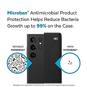 Speck Samsung Galaxy S23 Ultra Case - Drop Protection, Scratch Resistant & Shock-Absorbent Protective Case for Galaxy S23 Ultra - Slim Design with Extra Grip Protection - Black, White Presidio2