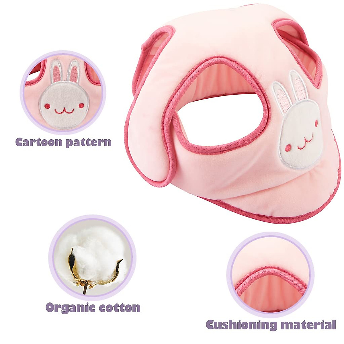 KAKIBLIN Baby Safety Head Support Hat, Infant Breathable Adjustable Safety Protective Cap for Toddlers Learn to Walk, Pink