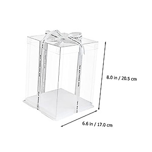 GARVALON 2pcs 3 1 cake box square Cake Carriers clear container with lid Transparent Cake cupcake holder with lid Disposable Cake Containers Carriers baby white gift box the pet Storage Box