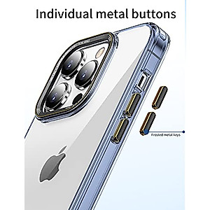 Kakalux iPhone 14Pro Compatible Clear case with Metal Lens Protection, Two-Tone Individual Metal Buttons and Cushioned airbag Drop Protection for iPhone 14Pro -（Green）.